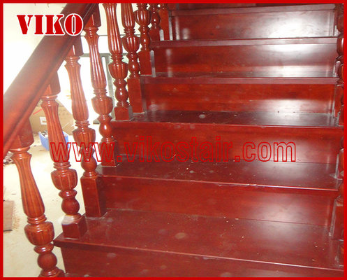 Solid Wood  Staircase VK66S  Wooden Handrail Tread Beech ,Railing tempered glass, Handrail b eech Stringer,carbon