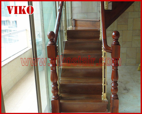 Solid Wood  Staircase VK67S  Wooden Handrail Tread Beech ,Railing tempered glass, Handrail b eech Stringer,carbon