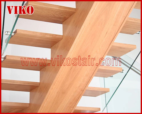 Solid Wood  Staircase VK68S  Wooden Handrail Tread Beech ,Railing tempered glass, Handrail b eech Stringer,carbon