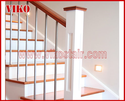 Wrought Iron Staircase VK76S  Wrought Iron Handrail Tread Beech ,Railing tempered glass, Handrail b eech Stringer,carbon