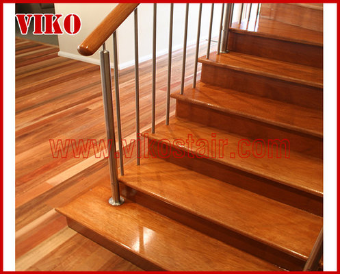 Wrought Iron Staircase VK78S  Wrought Iron Handrail Tread Beech ,Railing tempered glass, Handrail b eech Stringer,carbon