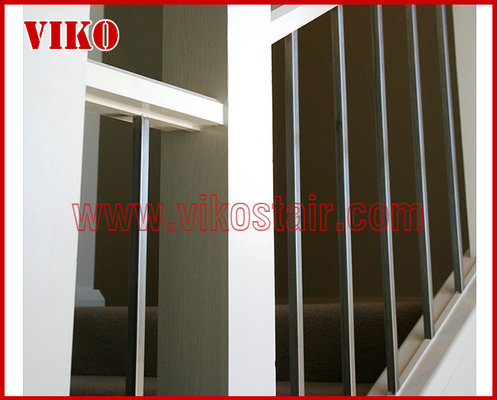 Wrought Iron Staircase VK81S  Wrought Iron Handrail Tread Beech ,Railing tempered glass, Handrail b eech Stringer,carbon