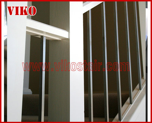 Wrought Iron Staircase VK81S  Wrought Iron Handrail Tread Beech ,Railing tempered glass, Handrail b eech Stringer,carbon