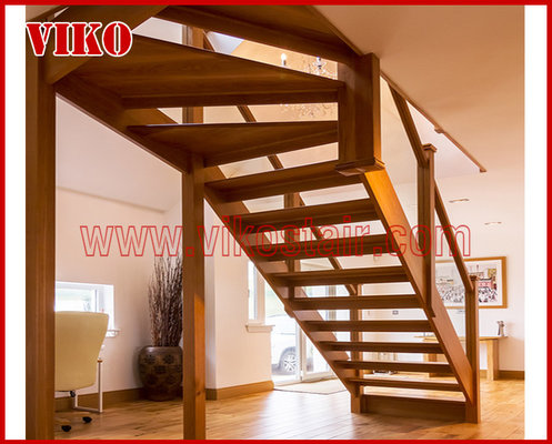 Solid Wood Staircase VK89S Beech Handrail Tread Beech ,Railing tempered glass, Handrail b eech Stringer,carbon