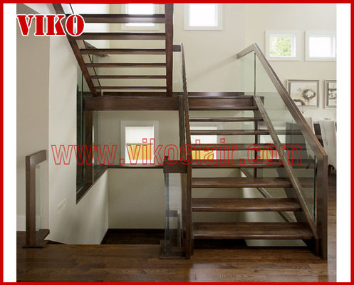 Solid Wood Staircase VK90S Beech Handrail Tread Beech ,Railing tempered glass, Handrail b eech Stringer,carbon