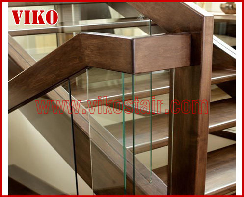 Solid Wood Staircase VK90S Beech Handrail Tread Beech ,Railing tempered glass, Handrail b eech Stringer,carbon