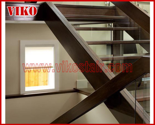 Solid Wood Staircase VK90S Beech Handrail Tread Beech ,Railing tempered glass, Handrail b eech Stringer,carbon