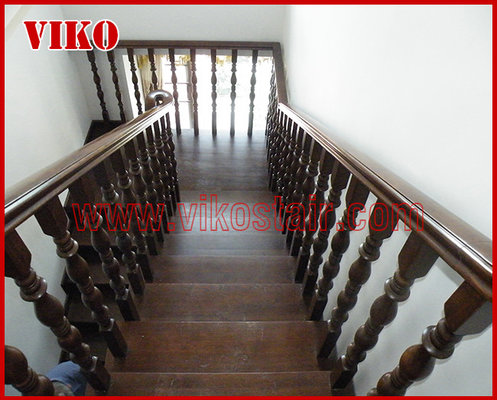 Solid Wood Staircase VK94S  American Handrail Tread American ,Railing tempered glass, Handrail b eech Stringer,carbon