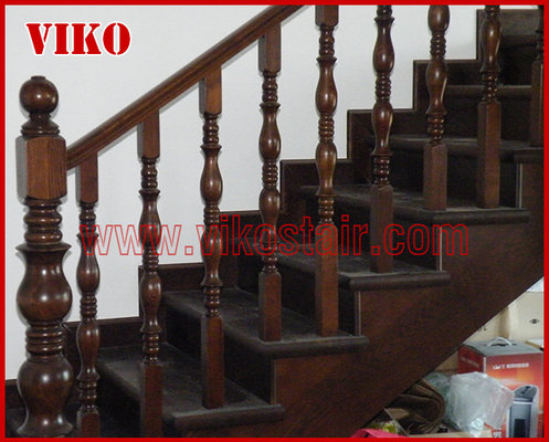 Solid Wood Staircase VK94S  American Handrail Tread American ,Railing tempered glass, Handrail b eech Stringer,carbon