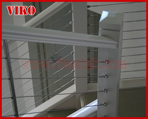 Steel Cable Stair VK80SC   Aluminum  Carbon Steel Powder-coate Treed Beech Wooden  Handrail 304 Stainless Steel  Glass