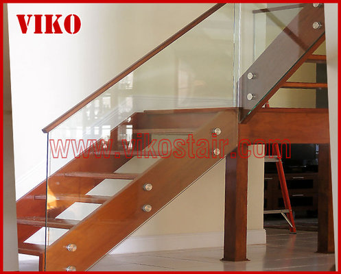 Solid Wood Staircase VK95S  American Handrail Tread American ,Railing tempered glass, Handrail b eech Stringer,carbon