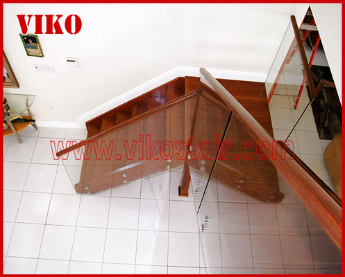 Solid Wood Staircase VK95S  American Handrail Tread American ,Railing tempered glass, Handrail b eech Stringer,carbon