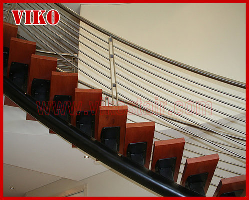 Steel Cable Stair VK85SC  304 Stainless Steel Handrail  Treed American Oak  Carbon Steel Powder-coate   Aluminum