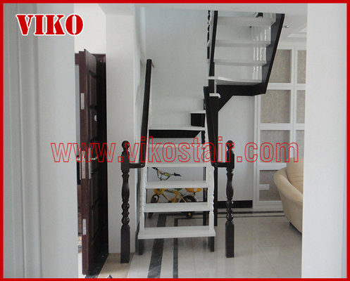 Solid Wood Staircase VK96S Beech Handrail Tread Beech ,Railing tempered glass, Handrail b eech Stringer,carbon