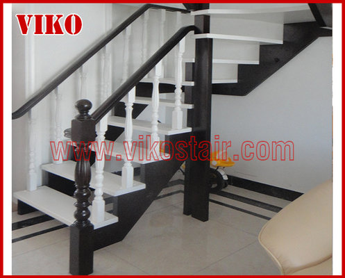 Solid Wood Staircase VK96S Beech Handrail Tread Beech ,Railing tempered glass, Handrail b eech Stringer,carbon