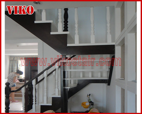Solid Wood Staircase VK96S Beech Handrail Tread Beech ,Railing tempered glass, Handrail b eech Stringer,carbon