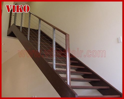 Steel Cable Stair VK89SC  WoodenHandrail  Treed American Oak Carbon Powder-coate Aluminum304 Stainless Steel
