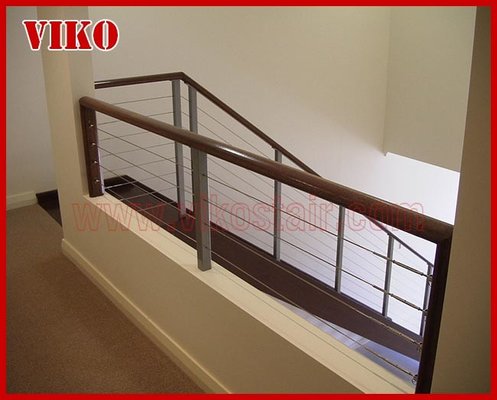 Steel Cable Stair VK89SC  WoodenHandrail  Treed American Oak Carbon Powder-coate Aluminum304 Stainless Steel