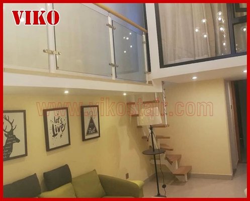 Steel Cable Stair VK90SC  WoodenHandrail  Treed American Oak Carbon Powder-coate Aluminum304 Stainless Steel