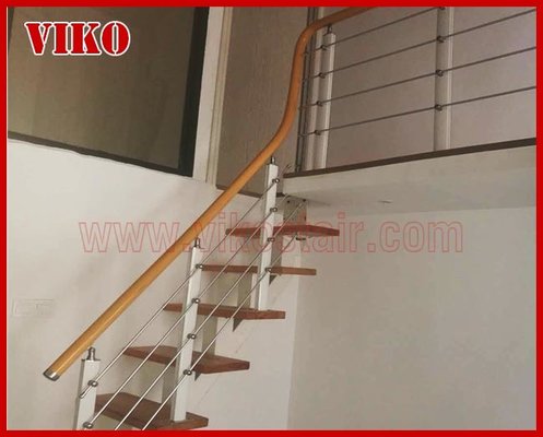Steel Cable Stair VK91SC  WoodenHandrail  Treed American Oak Carbon Powder-coate Aluminum304 Stainless Steel