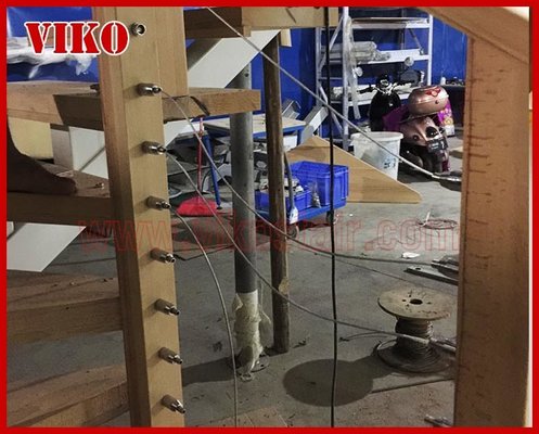 Steel Cable Stair VK93SC Treed Beech WoodenHandrail  Carbon Powder-coate Aluminum304 Stainless Steel