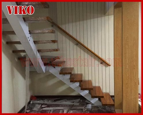 Steel Cable Stair VK94SC Treed Beech WoodenHandrail  Carbon Powder-coate Aluminum304 Stainless Steel