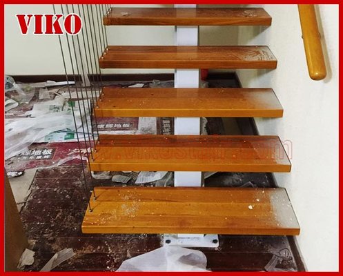 Steel Cable Stair VK94SC Treed Beech WoodenHandrail  Carbon Powder-coate Aluminum304 Stainless Steel
