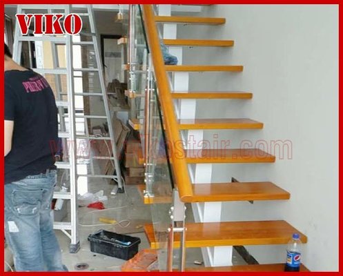 Steel Cable Stair VK95SC Treed Beech WoodenHandrail  Carbon Powder-coate Aluminum304 Stainless Steel