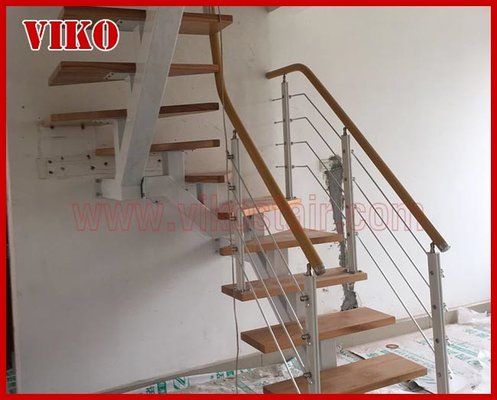 Steel Cable Stair VK96SC  WoodenHandrail Treed Beech  Carbon Powder-coate Aluminum304 Stainless Steel