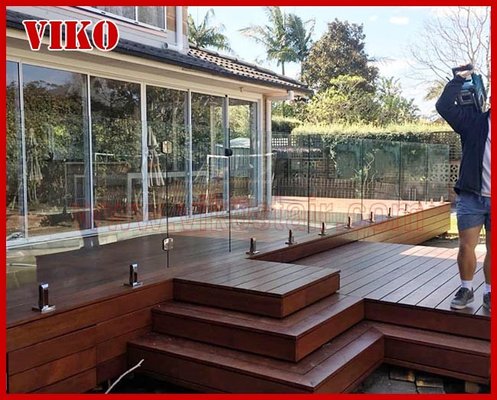 Glass Spigot For Glass Railing VH106SB 304 stainless steel Glass Spigot UChannel Cap Handrail Tempered glass RailingClea