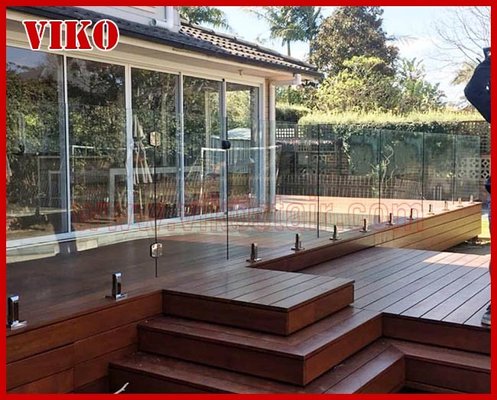 Glass Spigot For Glass Railing VH106SB 304 stainless steel Glass Spigot UChannel Cap Handrail Tempered glass RailingClea