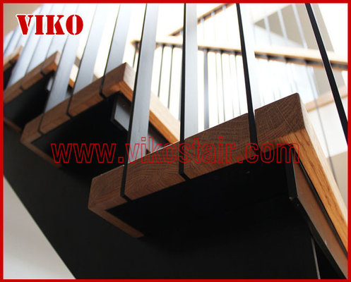 Wrought Iron Staircase VK103S  Wrought Iron Handrail Tread Beech,Railing tempered glass, Handrail b eech Stringer,carbon