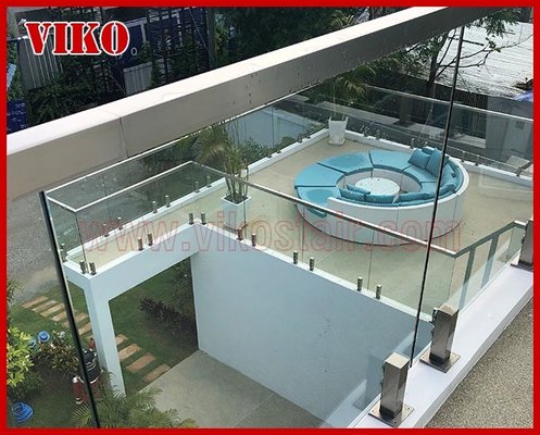 Glass Spigot For Glass Railing VH112SB Cap Handrail Glass Spigot Tempered glass 304 stainless steel UChannel RailingClea