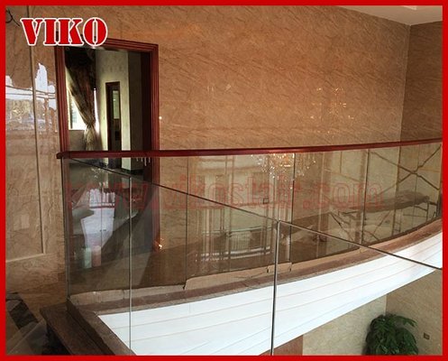 Glass Spigot For Glass Railing VH114SB Wooden Cap Handrail Glass Spigot Tempered glass UChannel RailingClea