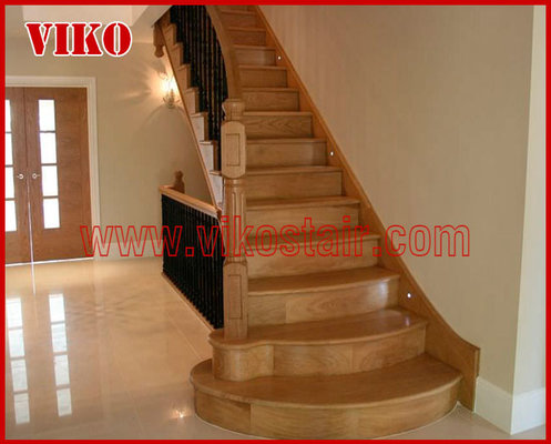 Wrought Iron Staircase VK109S  Wrought Iron Handrail Tread Beech,Railing tempered glass, Handrail b eech Stringer,carbon