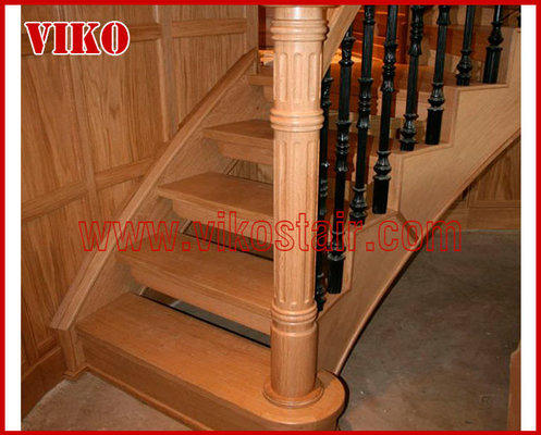Wrought Iron Staircase VK109S  Wrought Iron Handrail Tread Beech,Railing tempered glass, Handrail b eech Stringer,carbon
