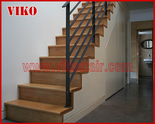 Wrought Iron Staircase VK112S  Wrought Iron Handrail Tread Beech,Railing tempered glass, Handrail b eech Stringer,carbon