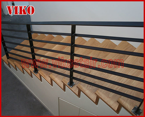 Wrought Iron Staircase VK112S  Wrought Iron Handrail Tread Beech,Railing tempered glass, Handrail b eech Stringer,carbon