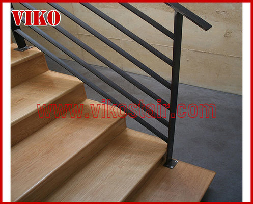 Wrought Iron Staircase VK112S  Wrought Iron Handrail Tread Beech,Railing tempered glass, Handrail b eech Stringer,carbon