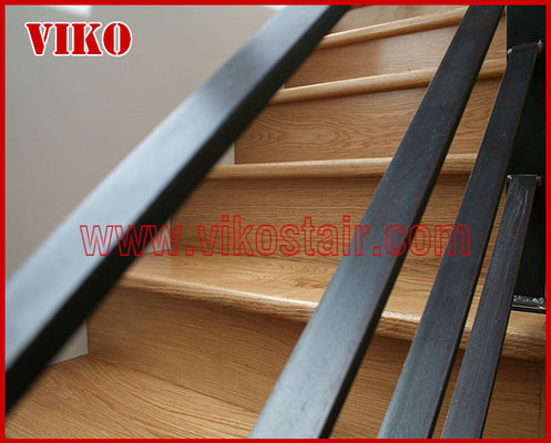 Wrought Iron Staircase VK112S  Wrought Iron Handrail Tread Beech,Railing tempered glass, Handrail b eech Stringer,carbon