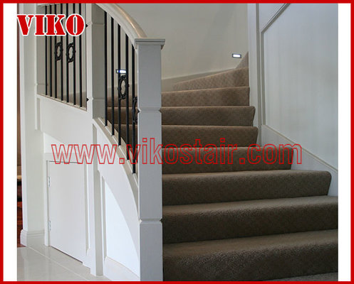 Wrought Iron Staircase VK114S  Wrought Iron Handrail Tread Beech,Railing tempered glass, Handrail b eech Stringer,carbon