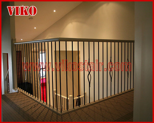 Wrought Iron Staircase VK116S  Wrought Iron Handrail Tread Beech,Railing tempered glass, Handrail b eech Stringer,carbon