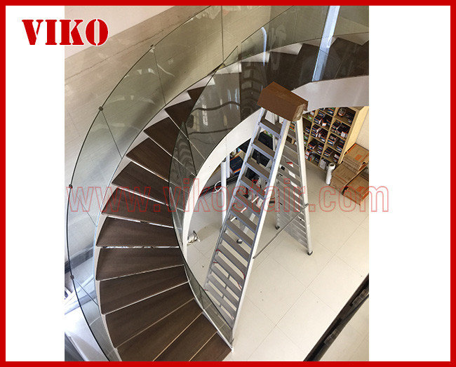 Curved Staircase Curved Spiral Glass Railing 12mm Thickness Tempered Glass Railing Australia Building Code Interior desi