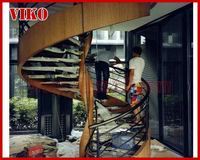 Spiral Staircase VH21S   Aluminum Tread Beech  304 Stainless Steel Stainless Steel Stair  Handrail Railing Glass