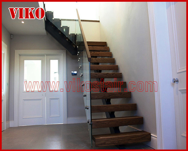 Straight Stringer Staircase VK06S  304 Stainless steel glass stainoff,stainless steel handrail,Glass