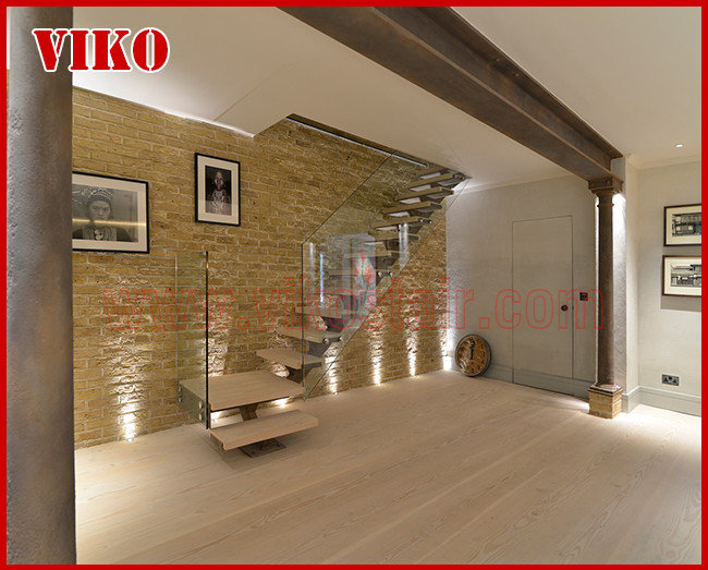 Straight Stringer Staircase VK08S Stainless steel handrail Tempered Glass, 304 Stainless steel glass stainoff,