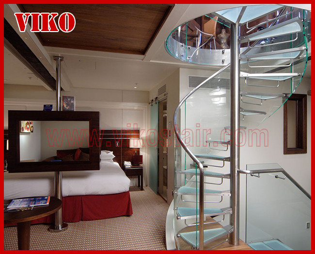 Spiral Staircase VH23S    Tread Tempered glass  304 Stainless Steel Stainless Steel Stair  Handrail Railing Glass