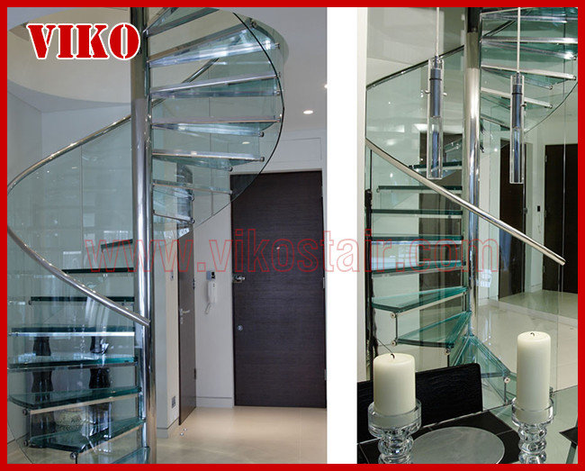Spiral StaircaseVH35S Glass Railing Tread Glass Aluminum Stair Curved Glass Handrail 304 Stainless Steel 12mm Glass