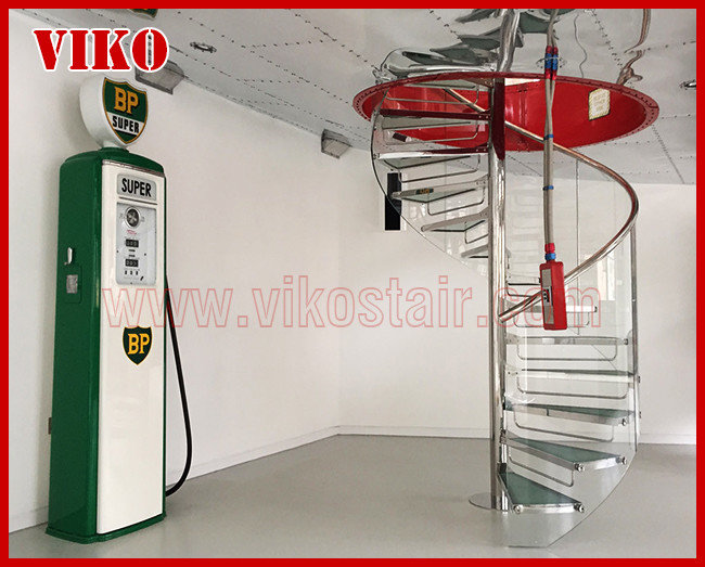 Spiral StaircaseVH38S Glass Railing Tread Glass Aluminum Stair Curved Glass Handrail 304 Stainless Steel 12mm Glass