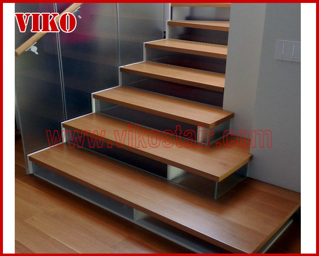 Double Steel Plate Staircase VK27S ,Stainless Steel,Power Coated,Wooden ，Beech Tread,Carbon Steel Stringer,